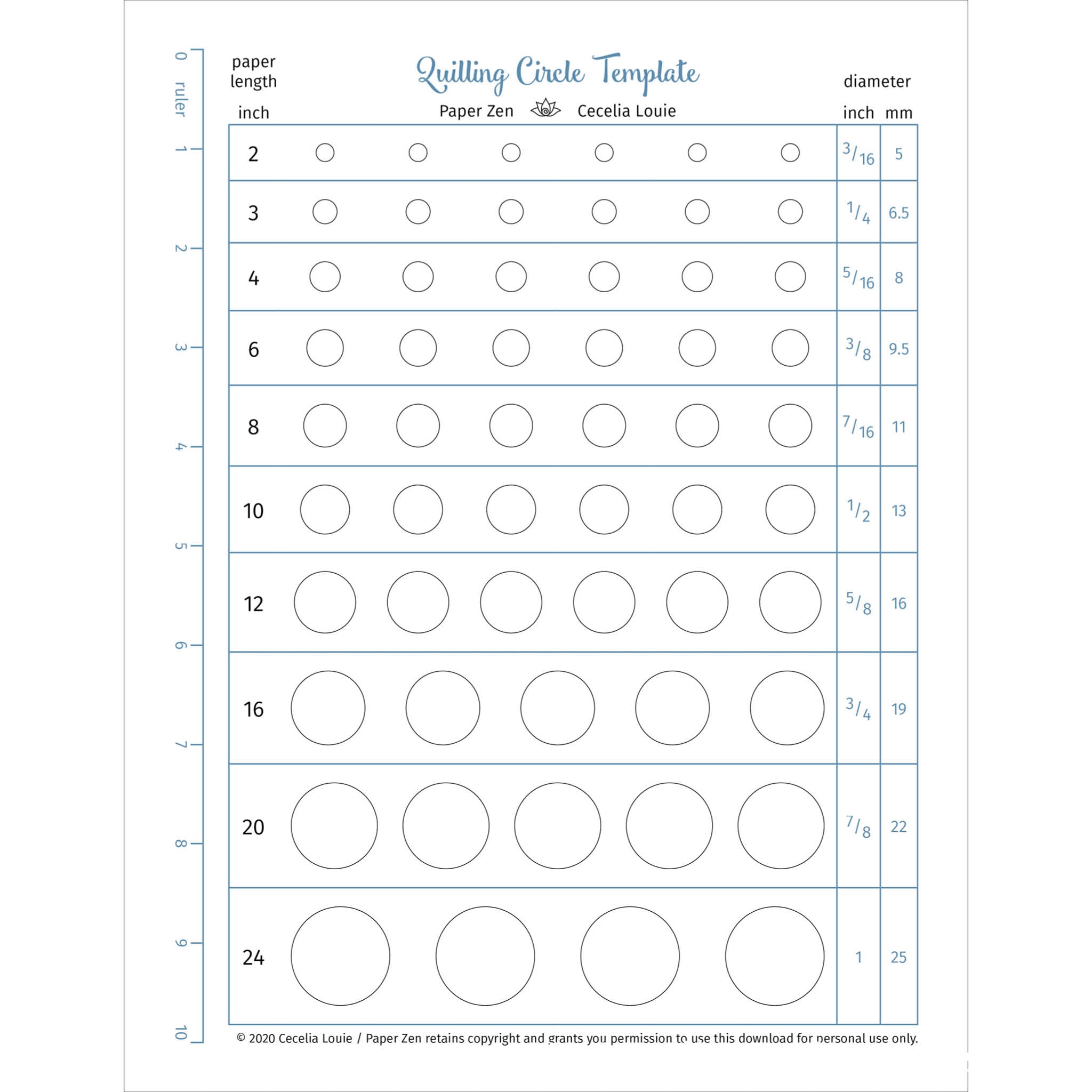 Quilling Circle Template - PDF – PaperZen